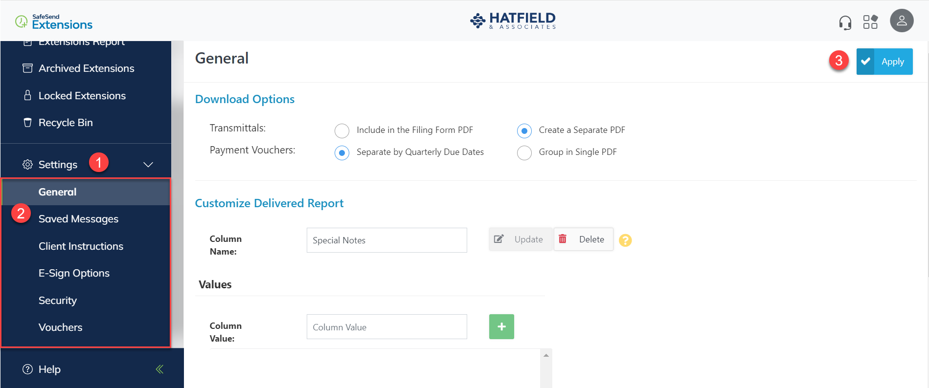 Settings Overview – SafeSend Extensions