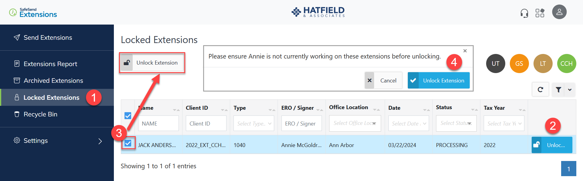 Unlock an In-Use Extension – SafeSend Extensions