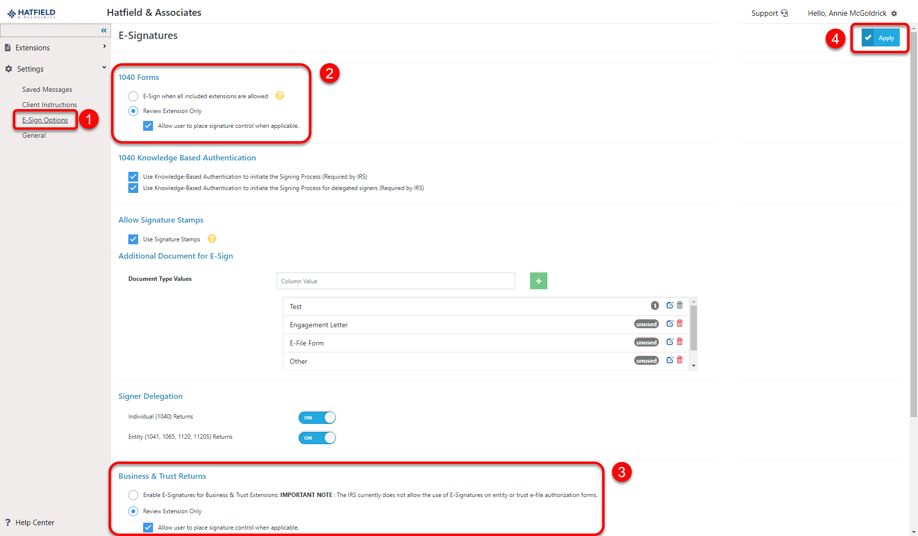 Configuring Signature Control Settings for the Firm – SafeSend Extensions